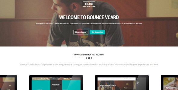 BOUNCE – Responsive One Page Vcard HTML Template • GPLCare